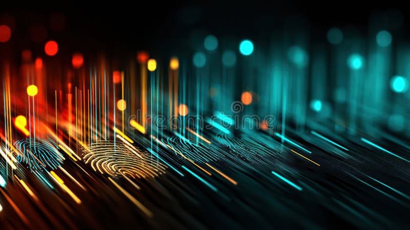 Digital Fingerprint Scan Layered on Abstract Technology Background with ...