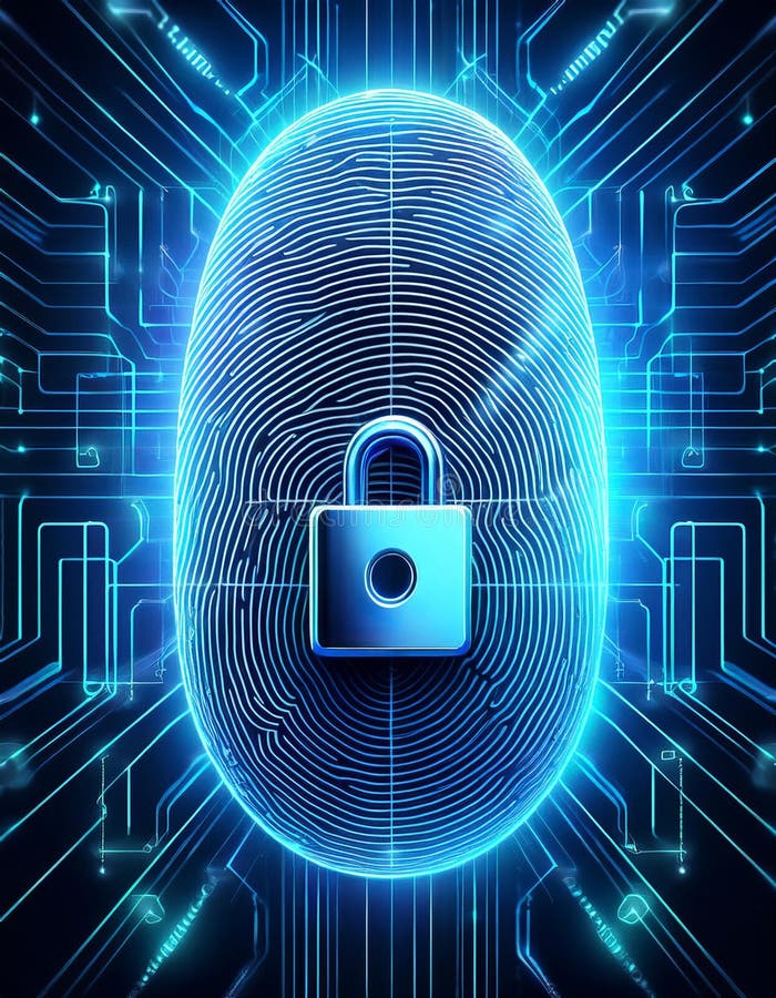 Digital Fingerprint Scan with Security Lock Overlay Modern and Secure ...