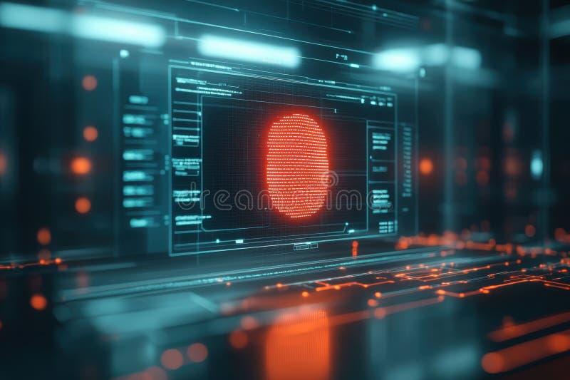 Futuristic Digital Fingerprint Recognition High Tech Environment Stock ...