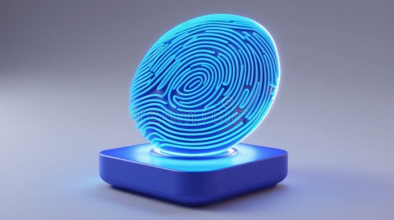 Digital Blue Fingerprint Scan Glowing Biometric Element Security Stock ...