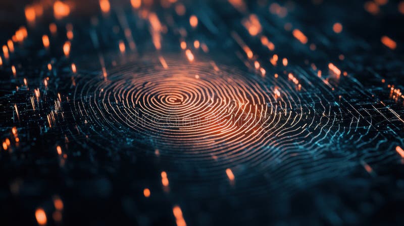 Digital Fingerprint Graphic with Vibrant Lines and Ample Copy Space for ...