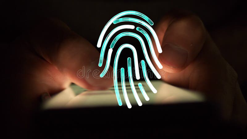 Digital Fingerprint Symbol on the Background of a Used Smartphone in ...