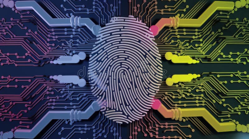 A Digital Fingerprint Symbolizes Identity Verification, Surrounded by ...