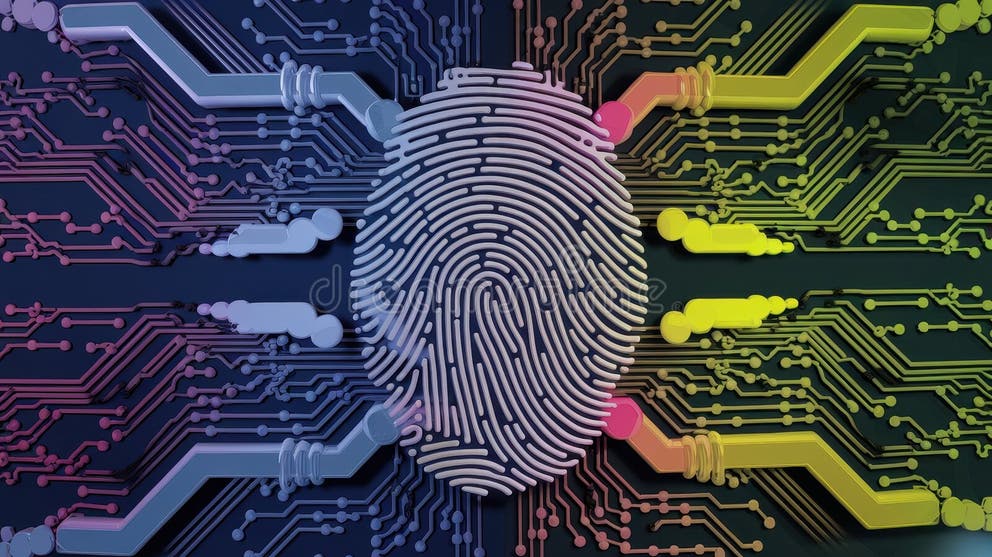 A Digital Fingerprint Symbolizes Identity Verification, Surrounded by ...