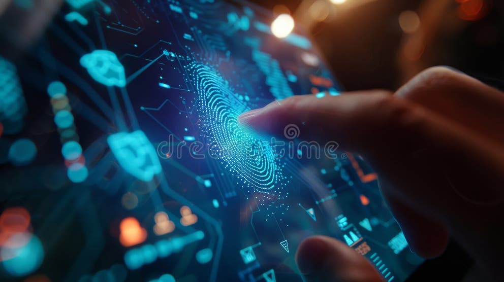 The Digital Fingerprint Touch.AI Generated Image Stock Image - Image of ...