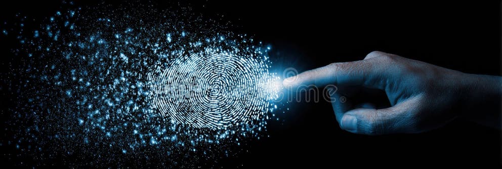 Digital Fingerprint Transforms into Chat Bubble Illustrating Technology ...