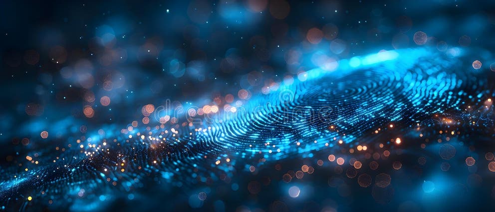 Digital Fingerprint Wave in Cybersecurity. Concept Biometric Authentication, Data Encryption ...