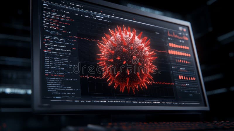 Digital Fire Engulfs Computer Screen, Cybersecurity Threat, System ...