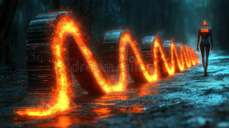 Digital Fire Pathway stock image. Image of mysterious - 367051249