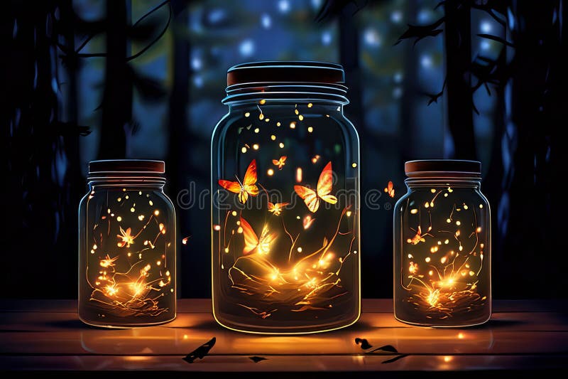 Digital Fireflies in a Jar a Luminogram of Fireflies Stock Image ...