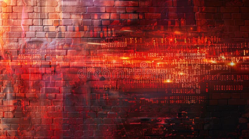 Digital Firewall As a Flaming Brick Wall Stock Image - Image of ...