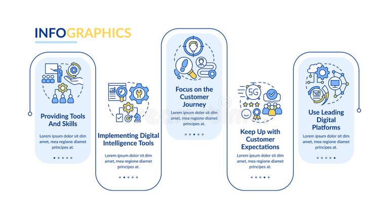 Digital First Strategy Blue Rectangle Infographic Template Stock Vector ...