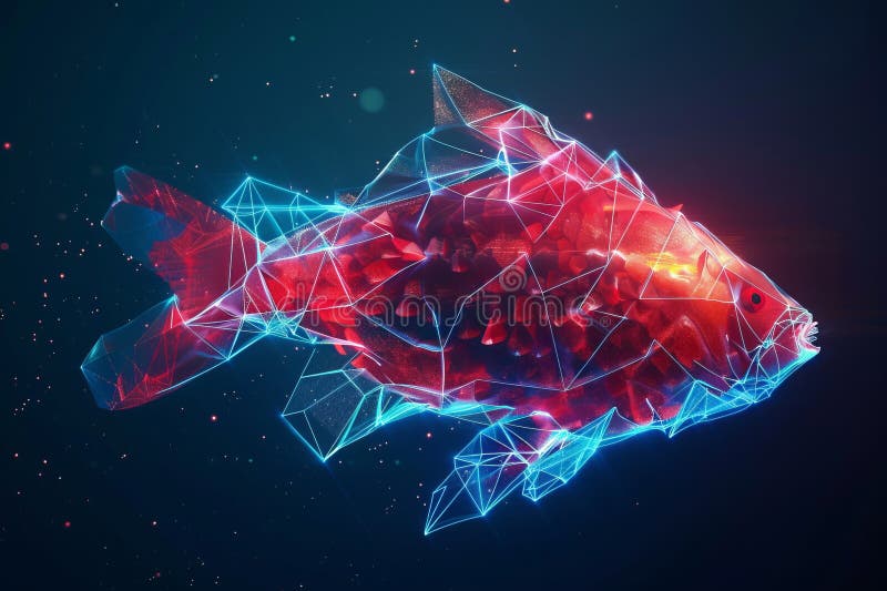 Digital Fish of Glowing 3d Triangular Polygons Stock Image - Image of ...