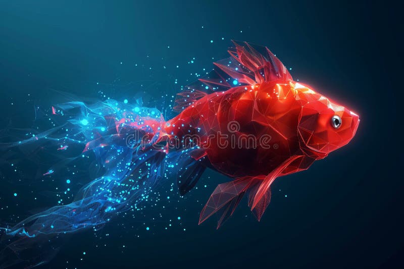 Digital Fish of Glowing 3d Triangular Polygons Stock Illustration ...