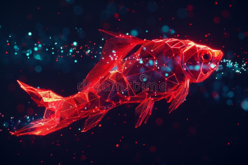 Digital Fish of Glowing 3d Triangular Polygons Stock Image - Image of ...