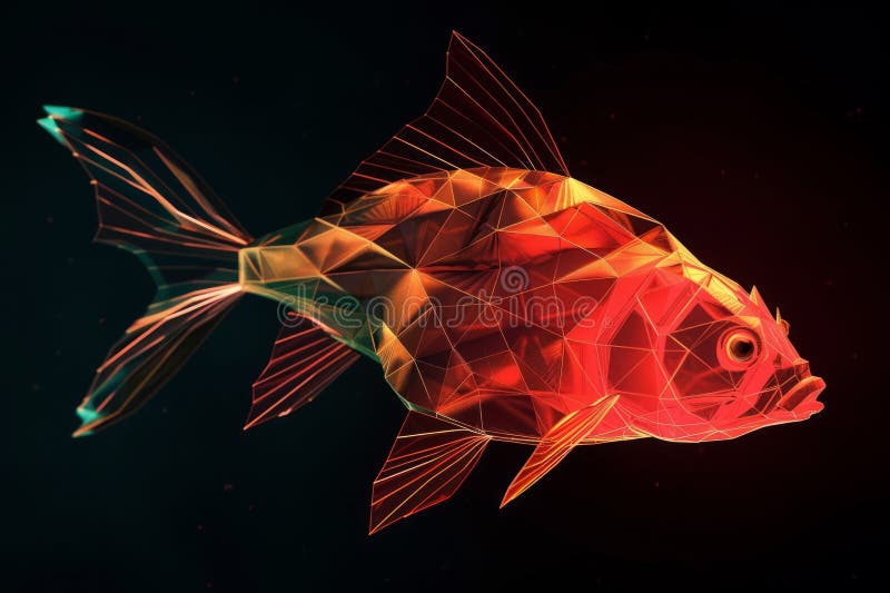 Digital Fish of Glowing 3d Triangular Polygons Stock Illustration ...