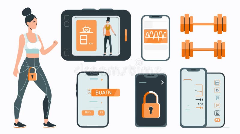 Digital Fitness App Interface with Person Selecting Exercise Routine ...