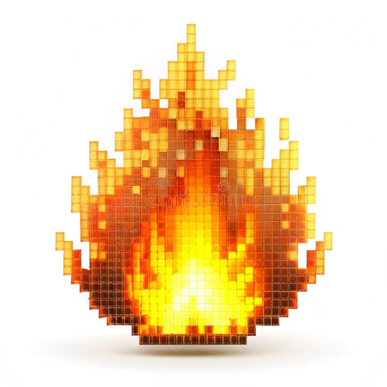 Digital Flame Burning with Pixelated Fire Stock Illustration ...