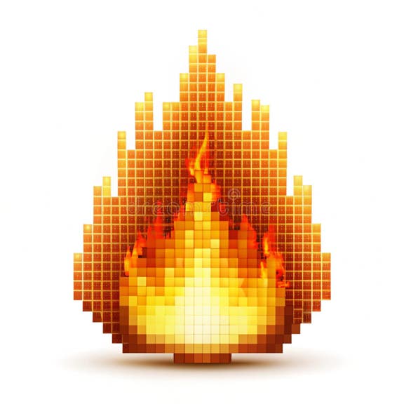 Digital Flame Burning with Pixelated Fire Stock Illustration ...