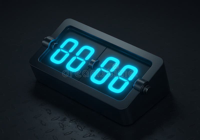 Digital Flip Clock Showing Zero Time with Blue Light on Dark Surface ...