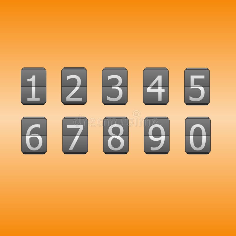 Digital Flip Numbers on Orange Background Stock Vector - Illustration ...