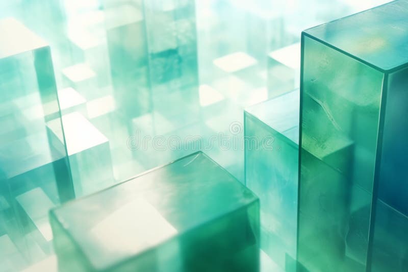 Digital Floating Green Glass Cubes in Abstract Futuristic Space ...