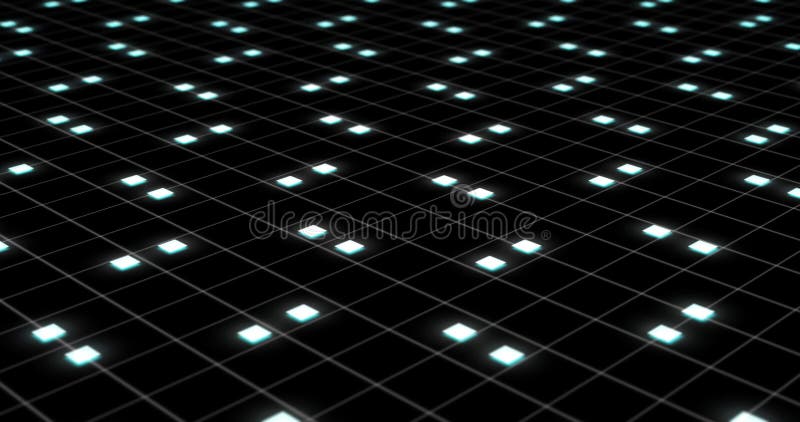 Digital Floor Background Animation of Blue Gradation Glowing Dots ...
