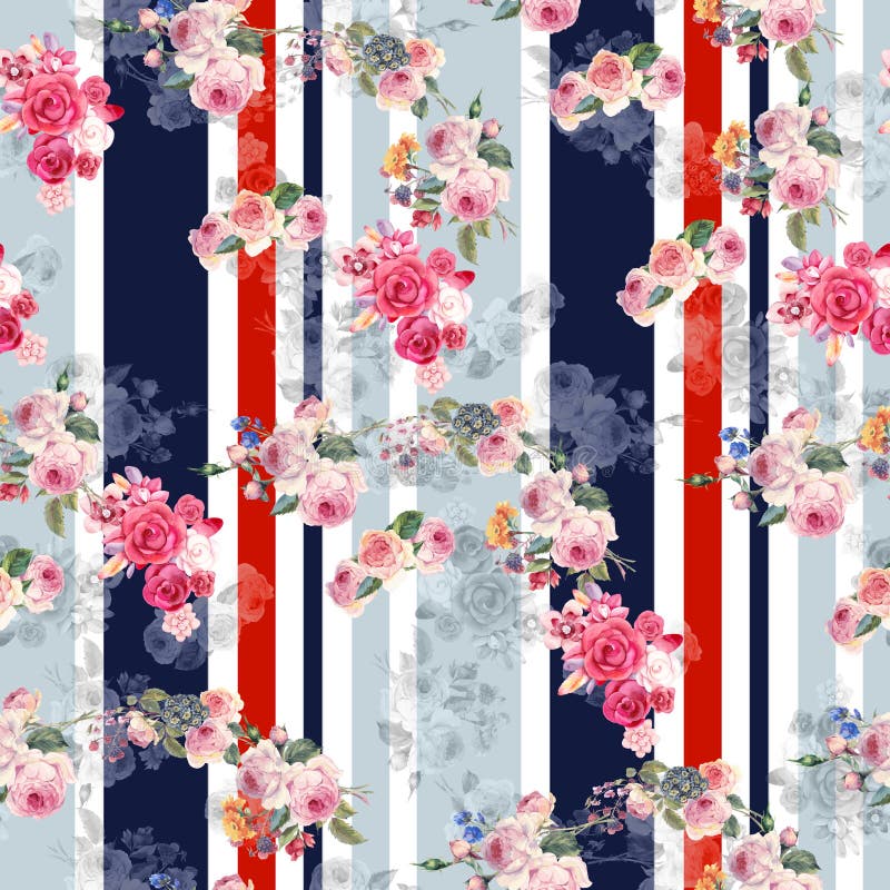 Digital Print Flower Pattern Design Stock Illustration - Illustration ...