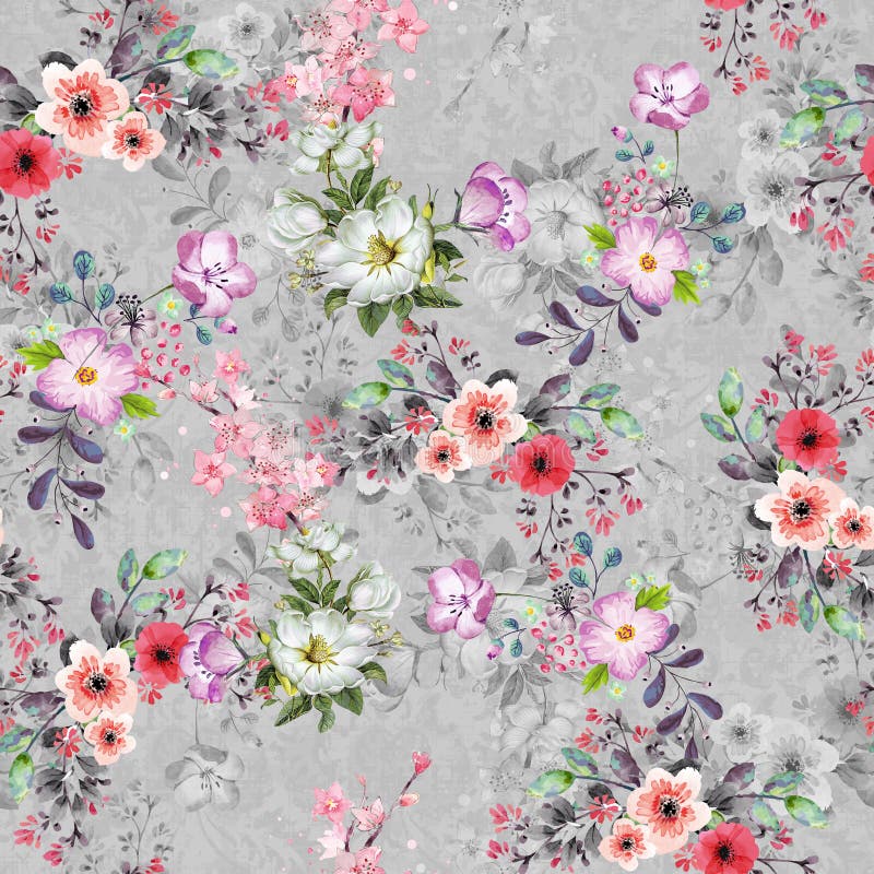 Digital Print Flower Pattern Design Stock Illustration - Illustration ...