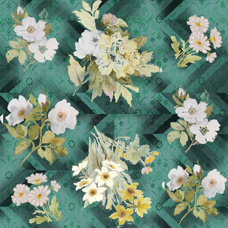 Digital Print Flower Pattern Design Stock Illustration - Illustration ...