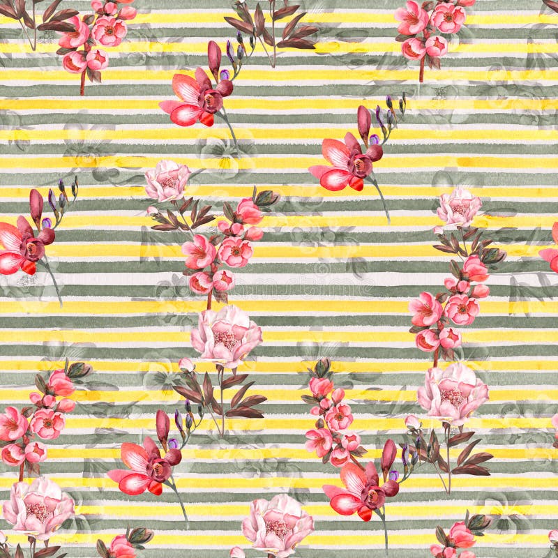 Digital Print Flower Pattern Design Stock Illustration - Illustration ...