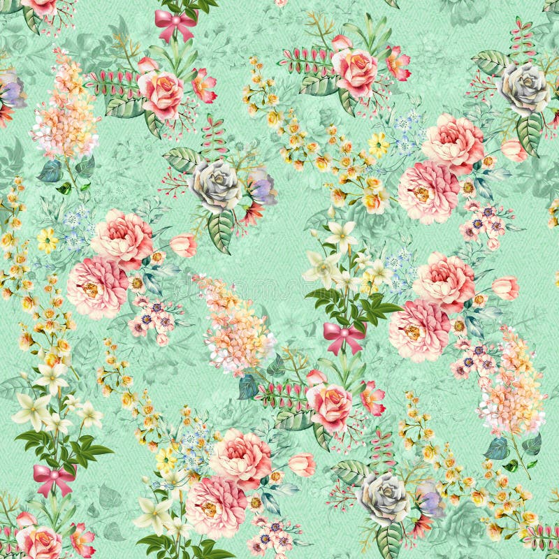 Digital Print Flower Pattern Design Stock Illustration - Illustration ...
