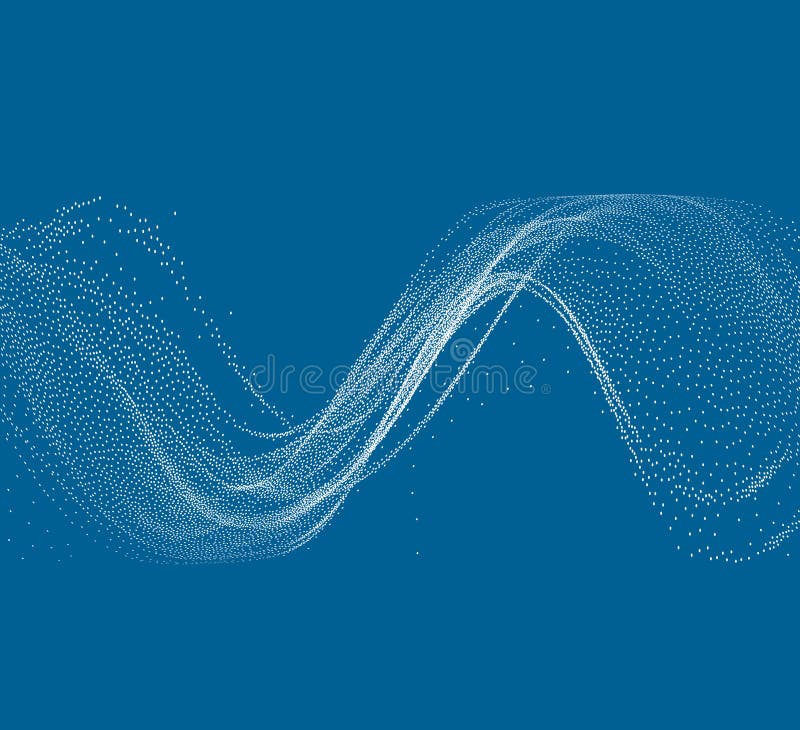 Digital Flow Wave with Little Particles in Motion. Abstract Background ...