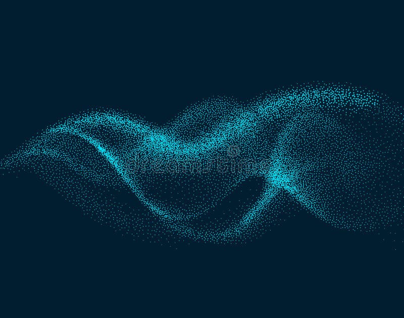 Digital Flow Wave with Particles in Motion. Abstract Smoke Effect ...