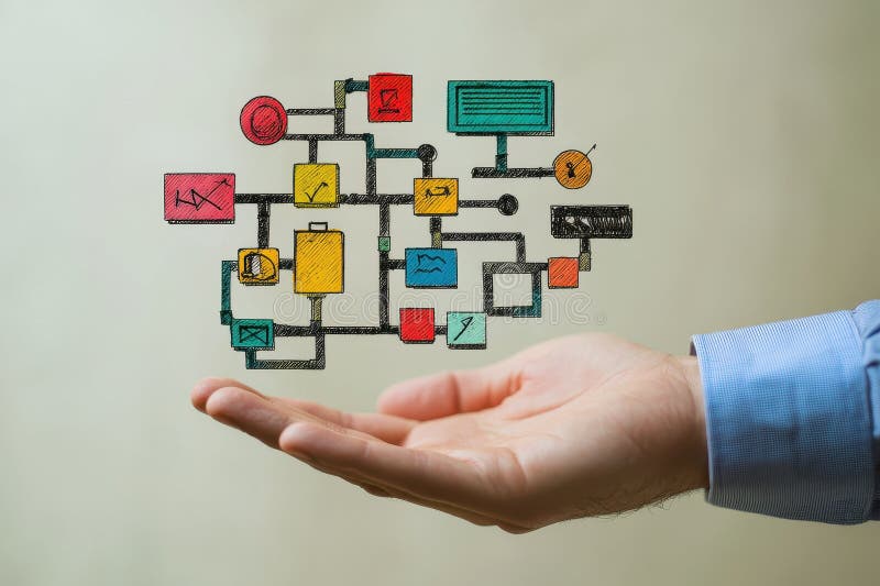 Digital Flowchart Illustrating Interconnected Strategy Concepts with ...