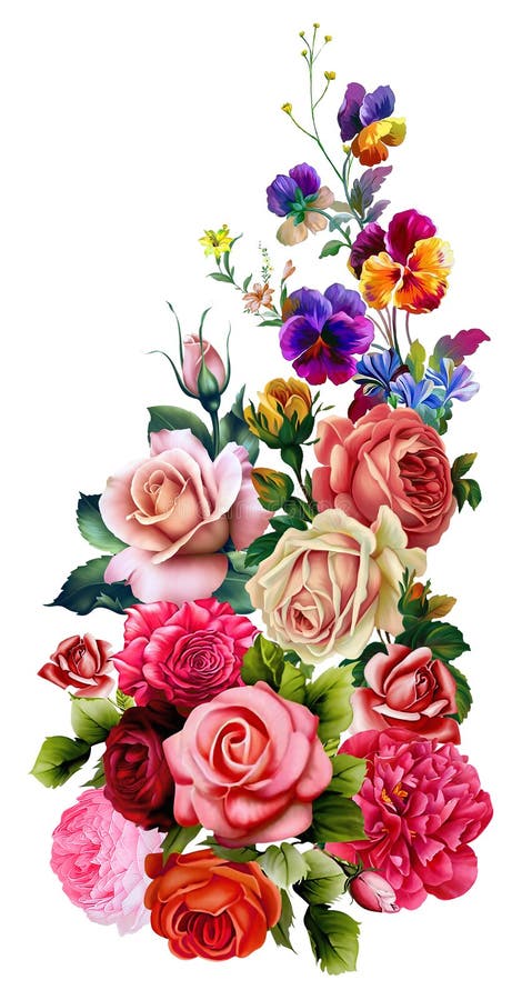 Digital Flower, Floral Beautiful Textile Flower Design Stock ...