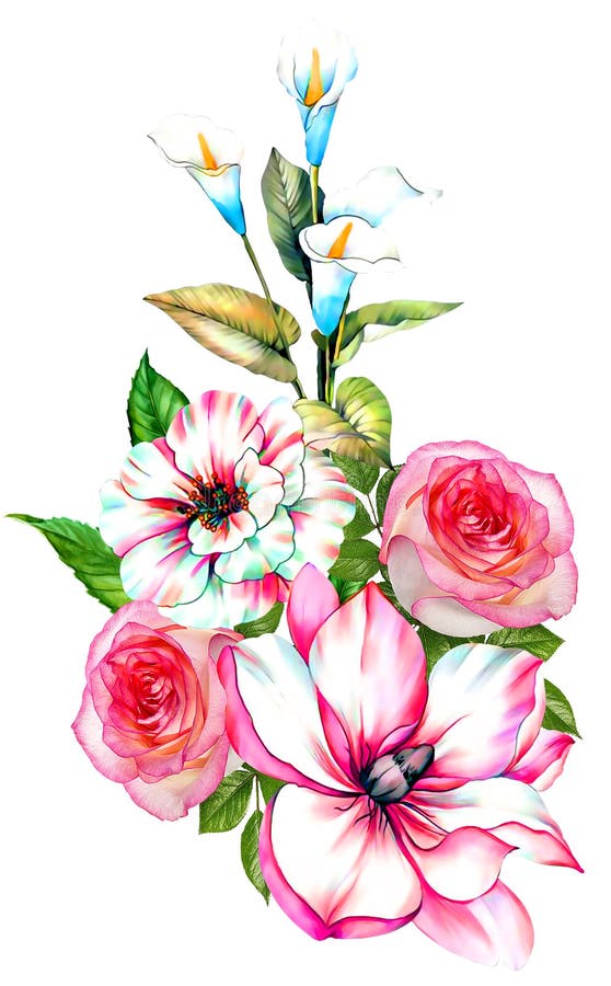 Digital Flower, Floral Beautiful Textile Flower Design Stock ...