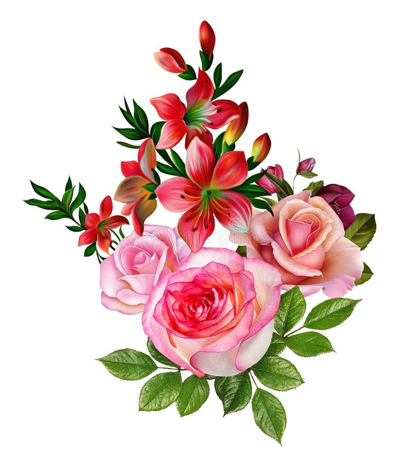 Digital Flower, Floral Beautiful Textile Flower Design Stock ...