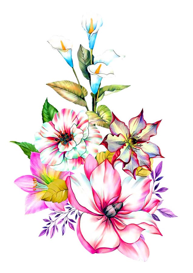 Digital Flower, Floral Beautiful Textile Flower Design Stock ...