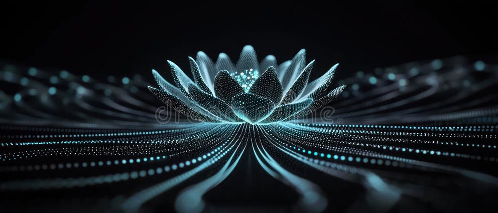 Digital Flower Made of Data Points Symbolizes AI Intelligence Blooming ...