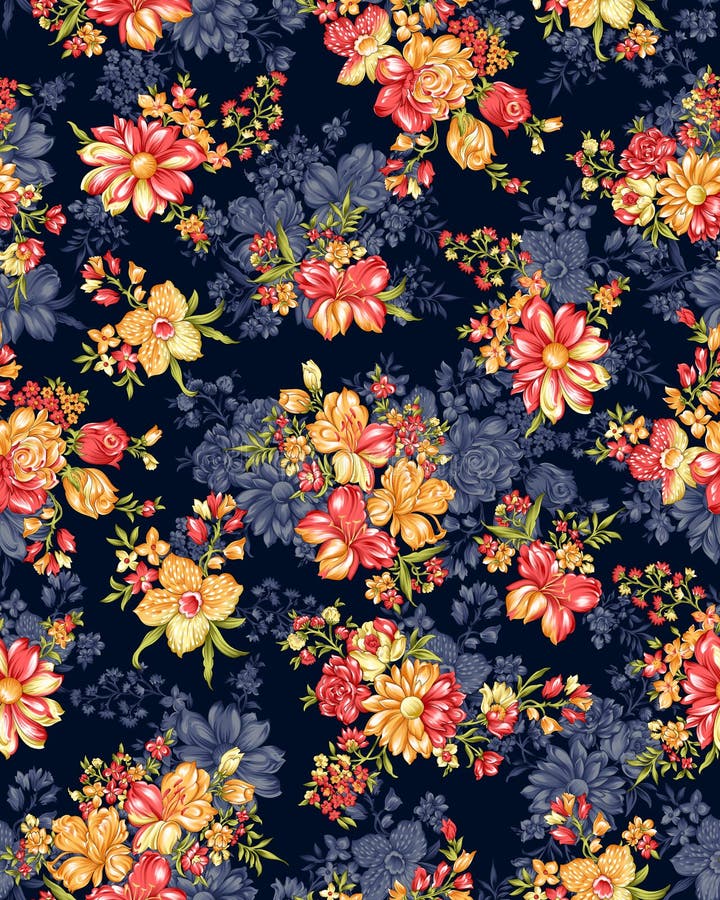 Digital Flower Pattern - Textile Pattern Design , Watercolor Background ...