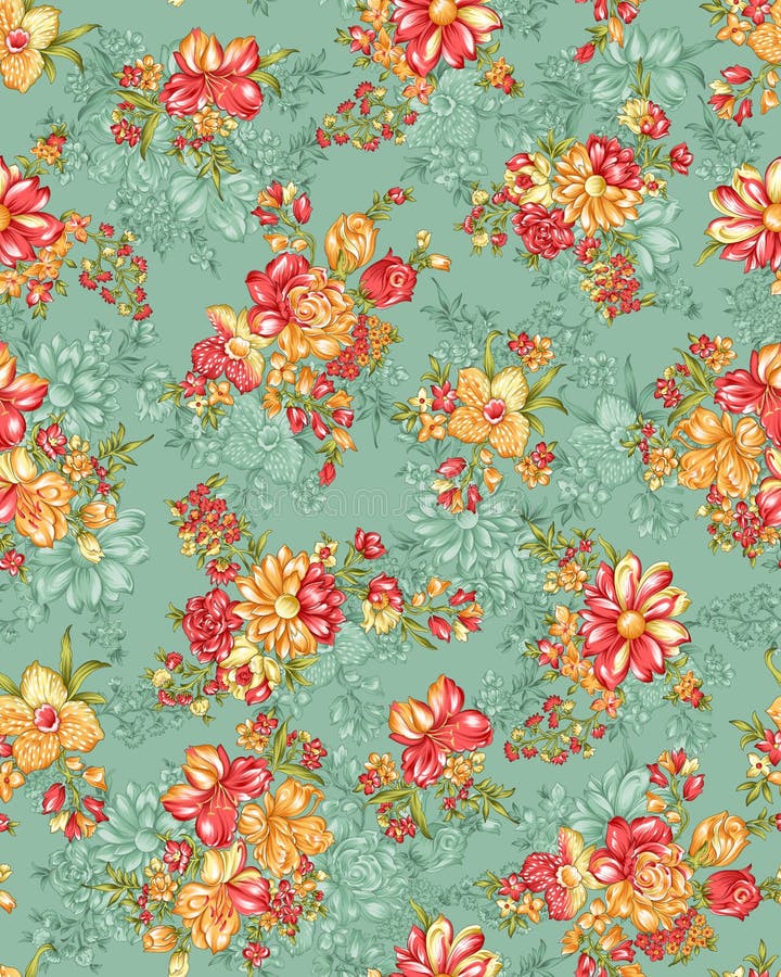 Digital Flower Pattern - Textile Pattern Design , Watercolor Background ...