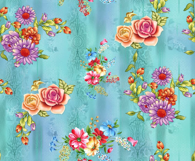 Digital Flower Pattern, Textile Pattern Design, Watercolor Background ...