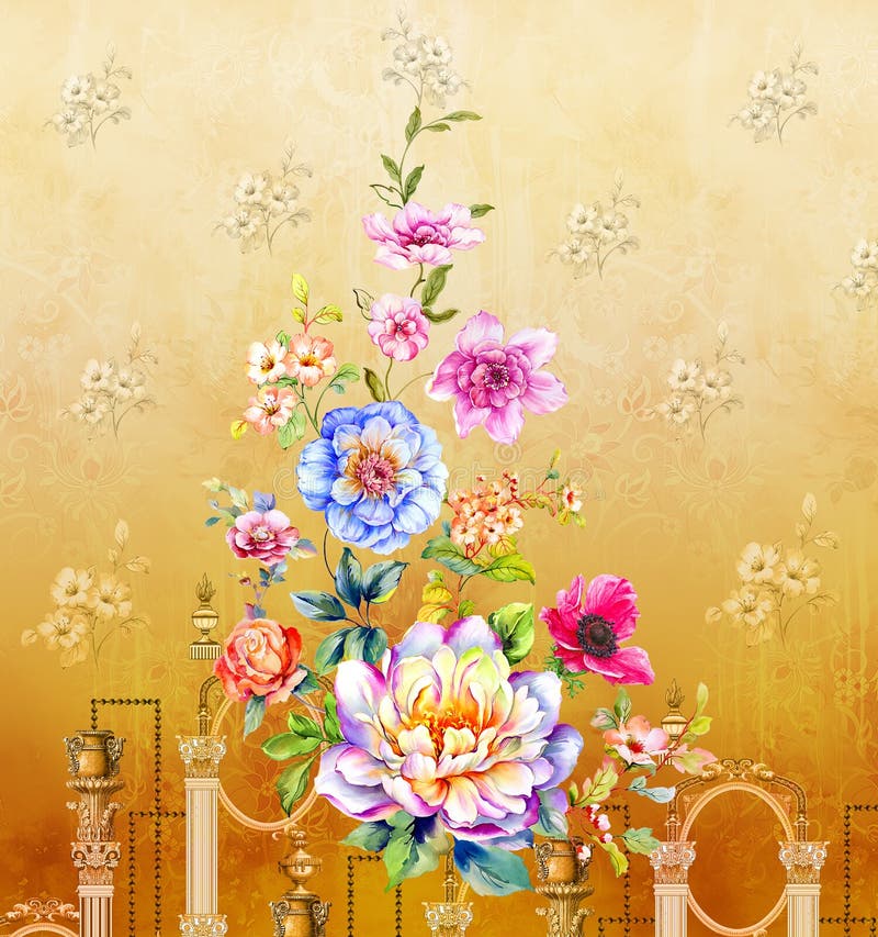 Digital Flower Pattern - Textile Pattern Design , Watercolor Background ...