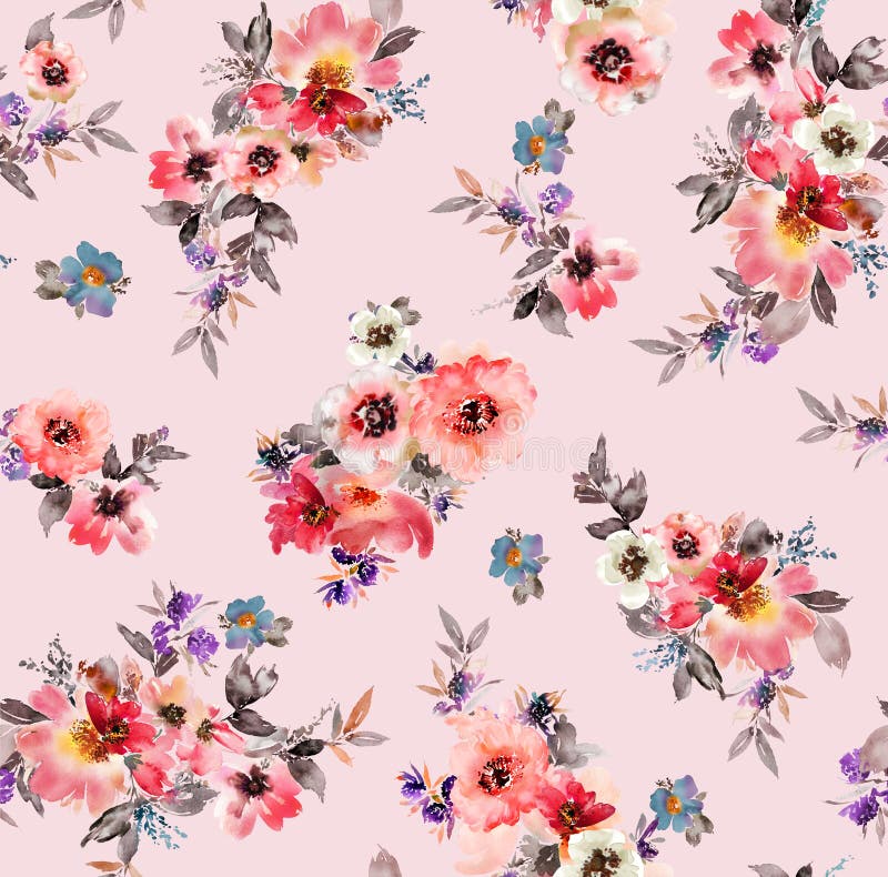 Digital Flower Pattern, Textile Pattern Design, Watercolor Background ...