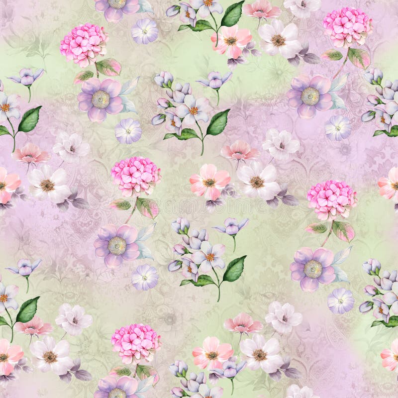 Digital Print Flower Pattern Design Stock Illustration - Illustration ...
