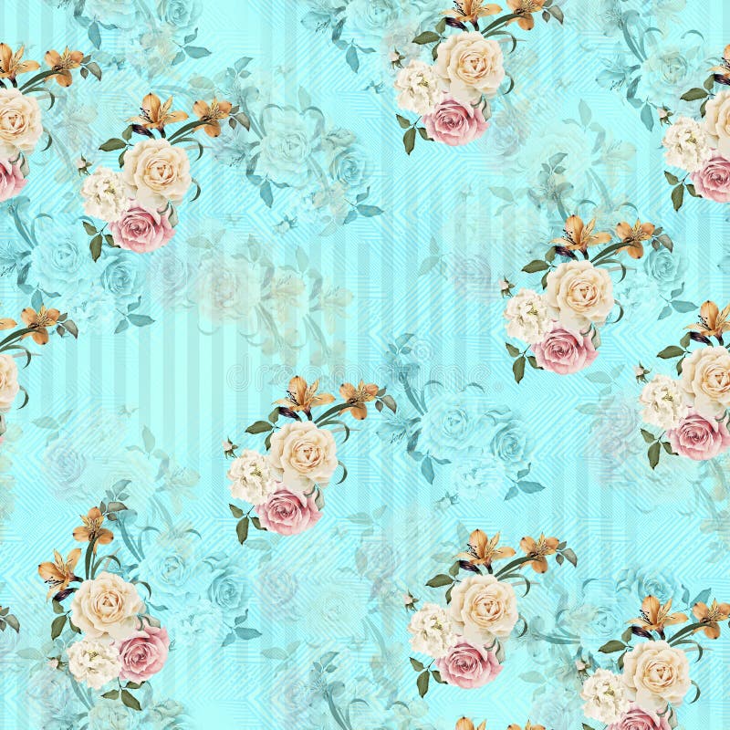 Digital Print Flower Pattern Design Stock Illustration - Illustration ...