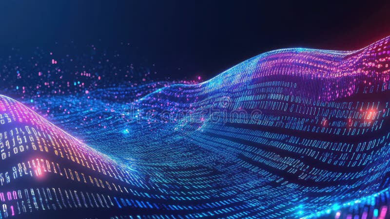 Digital Flowing Binary Code Stock Illustration - Illustration of ...