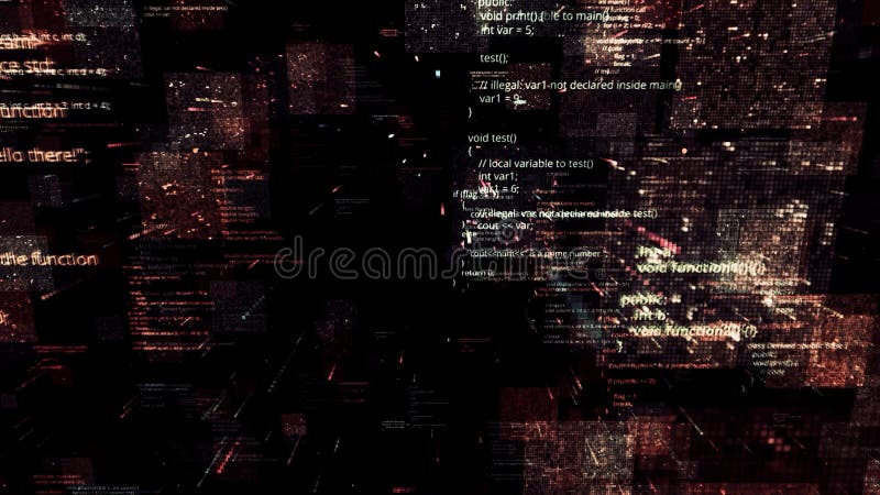 Digital Flying Background With A Network Data Code Seamless Loop Animation Concept Of Big