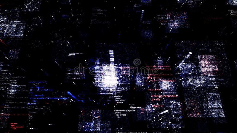 Digital Flying Background With A Network Data Code Seamless Loop Animation Concept Of Big